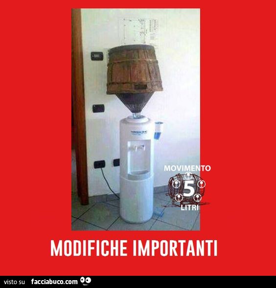 Distributore d'acqua con damigiana di vino. Modifiche importanti - Facciabuco.com