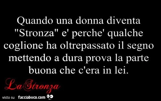 Quando una donna diventa stronza è perchè qualche coglione ha ...